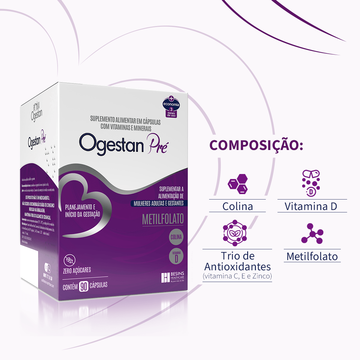 Ogestan Pré Com 90 Cápsulas - Extrafarma