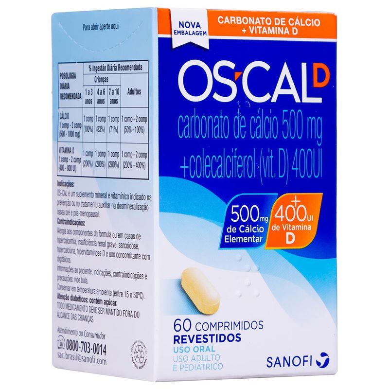 Os-Cal D 500mg + 400 Ui 60 Comprimidos Revestidos