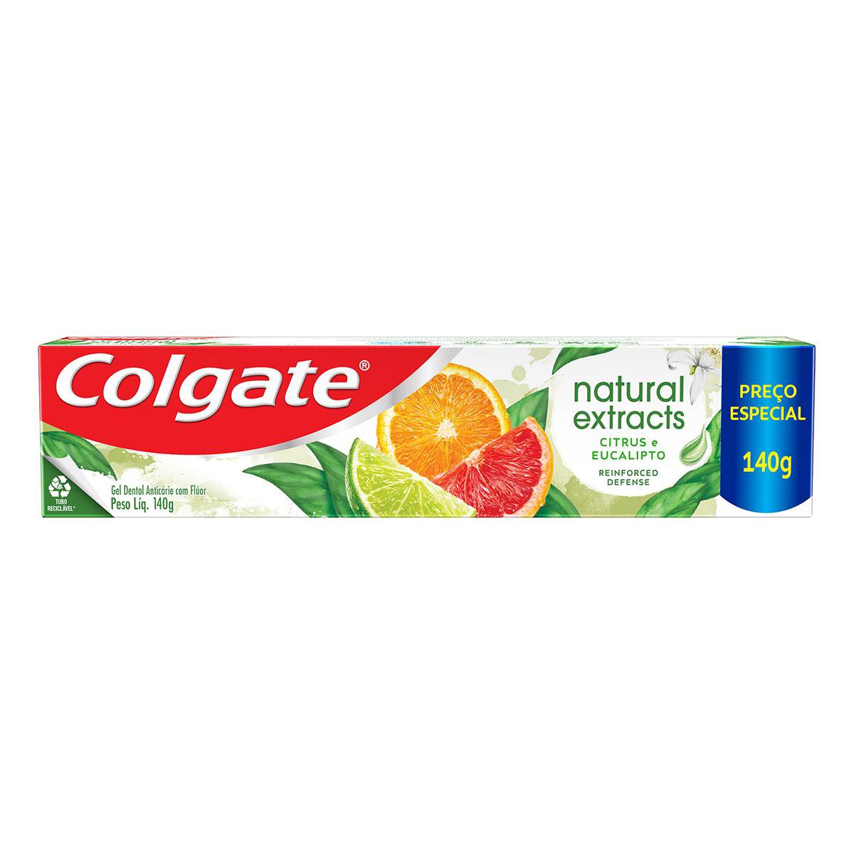 Creme Dental Colgate Natural Extracts Citrus e Eucalipto 140g - Pague Menos Creme Dental Colgate Natural Extracts Citrus e Eucalipto 140g - Pague Menos