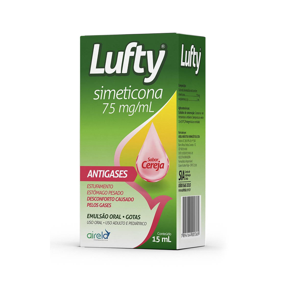 Lufty 75mg/ml Sabor Cereja Emulsão Oral Gotas 15ml - Extrafarma