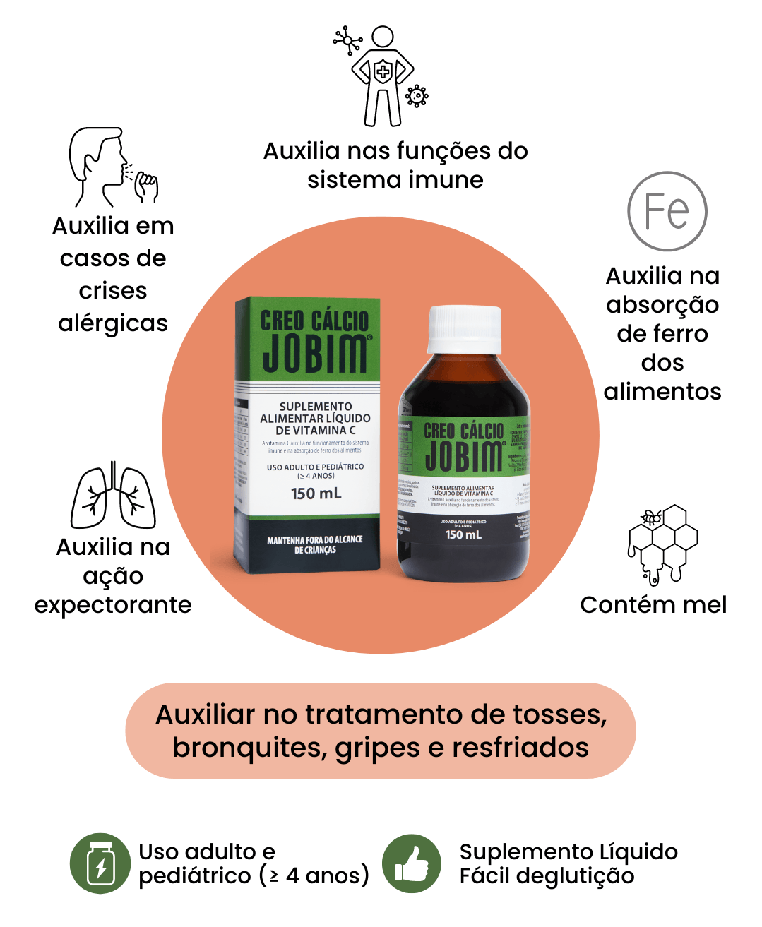 Creo Cálcio Jobim 150 mL - Extrafarma