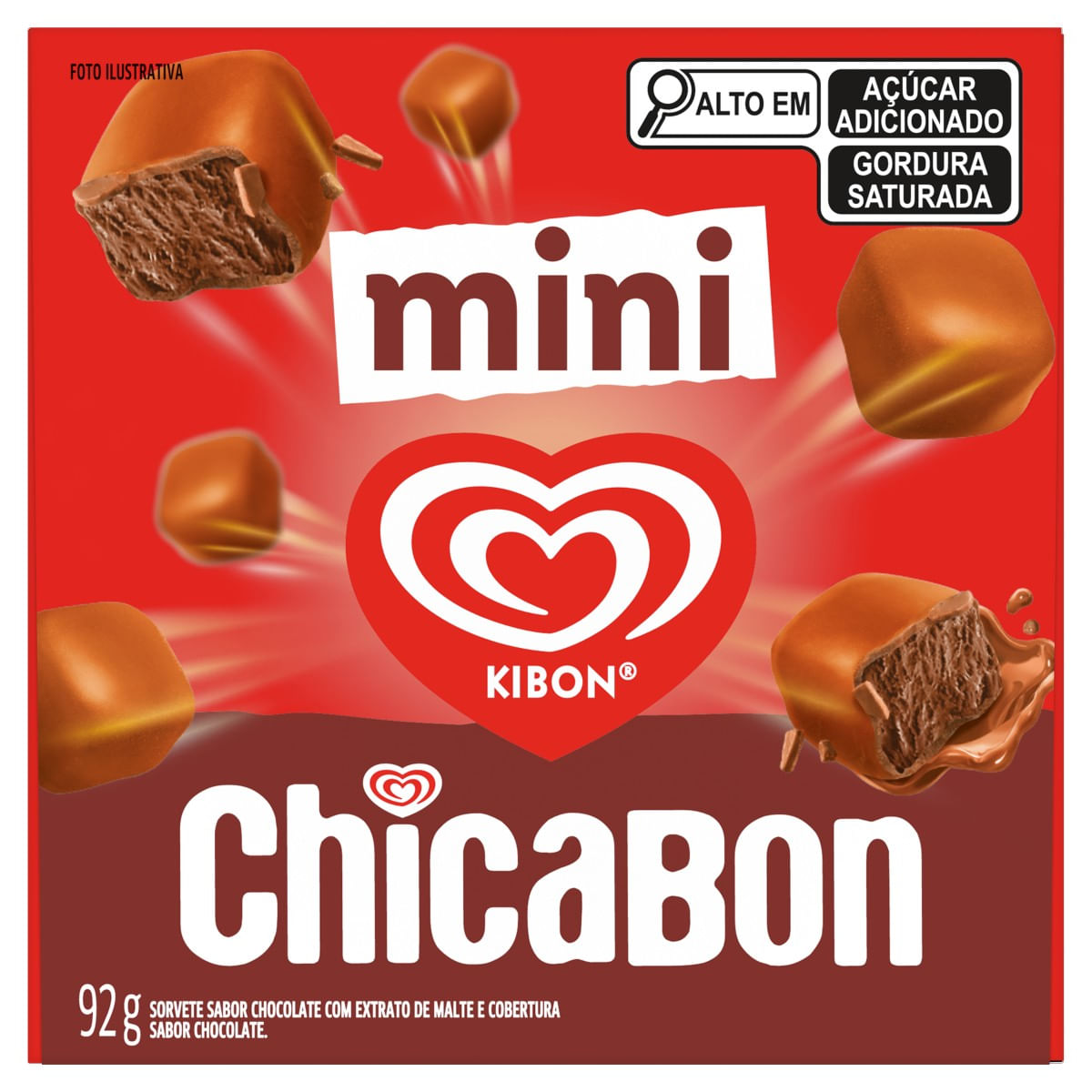 Mini sorvete chicabon Chocolate Com Extrato De malte e cobertura chocolate kibon caixa 92g ...