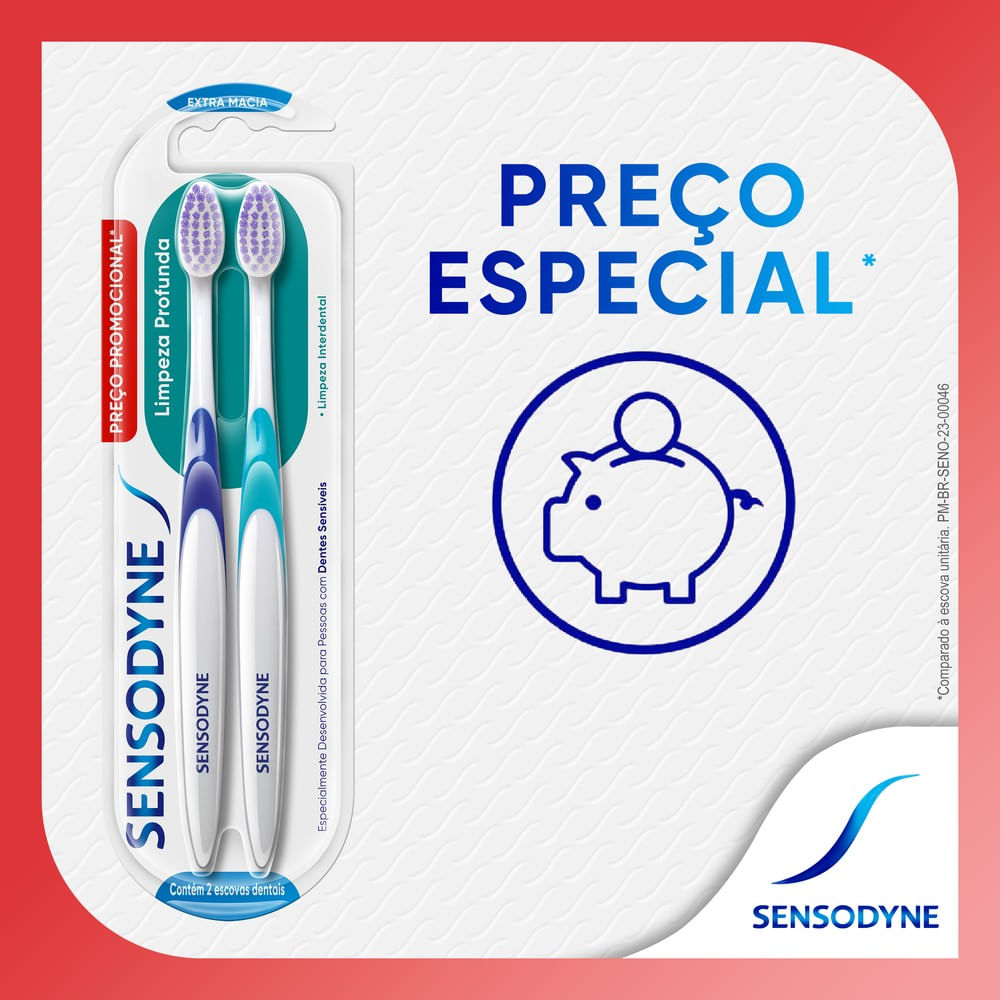 Sensodyne Escova de Dente Limpeza Profunda Extra Macia - Kit 2 Uni ... Sensodyne Escova de Dente Limpeza Profunda Extra Macia - Kit 2 Uni ...