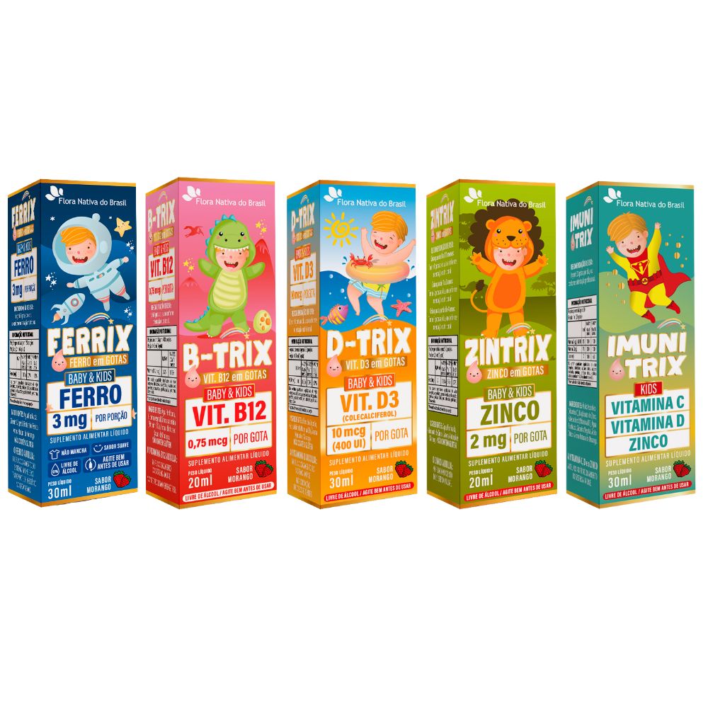 Ferrix + B-Trix + D-Trix + Zintrix + Imunitrix - Flora Nativa - Pague Menos