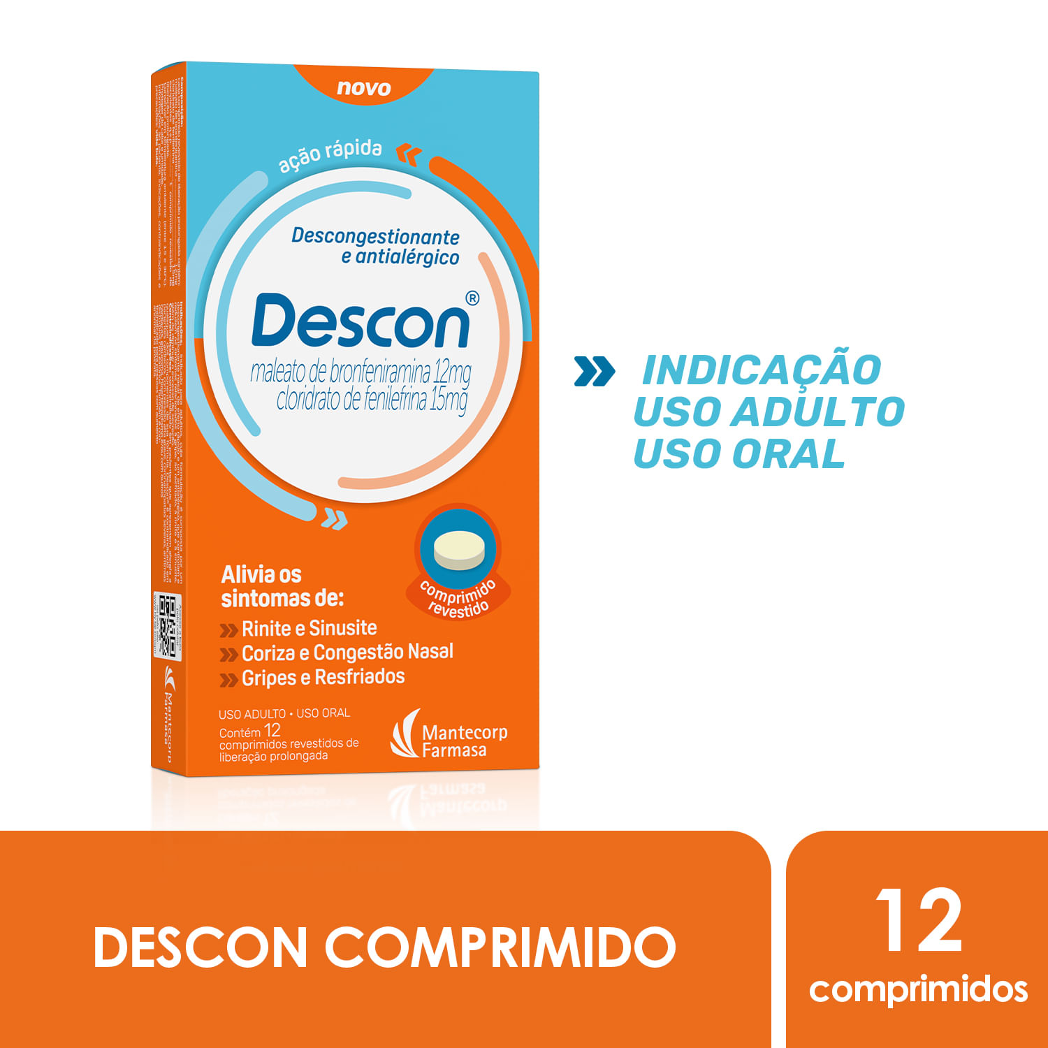Descon 12mg + 15mg 12 Comprimidos Revestidos - Extrafarma