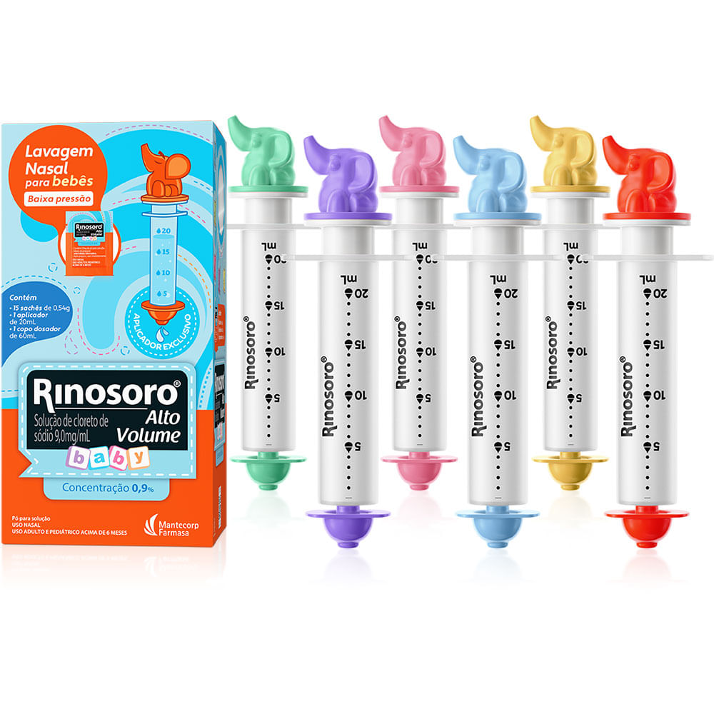 Rinosoro Alto Volume Baby 0,9% 15 Sachês + Aplicador - Extrafarma