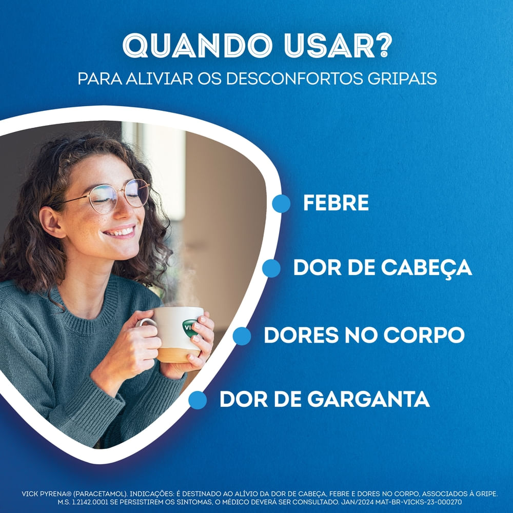 Vick Pyrena 500mg/5g Sabor Mel e Limão Pó para Solução Oral - Extrafarma