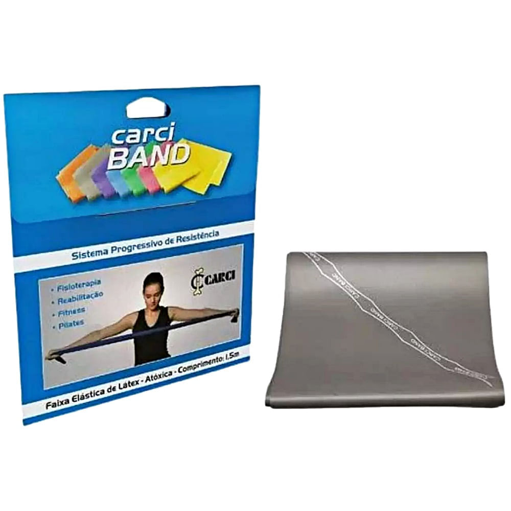 Faixa Elástica para Exercícios CarciBand Super Forte Prata - unidade ... Faixa Elástica para Exercícios CarciBand Super Forte Prata - unidade ...